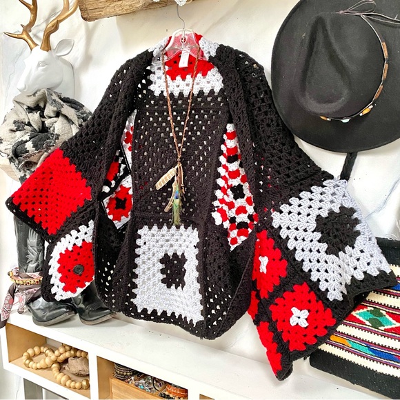 BOHO GYPSY BOUTIQUE | Sweaters | Artisan Granny Square Boho Cocoon ...